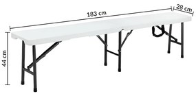 Pivní zahradní lavice z plastu, 2ks, bílé, 183 cm