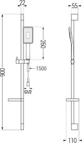 Mexen sprchový set DS54, černá/chrom, 785544583-17
