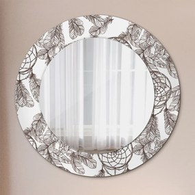 Kulaté zrcadlo s dekorem Dreamcatcher feathers fi 50 cm