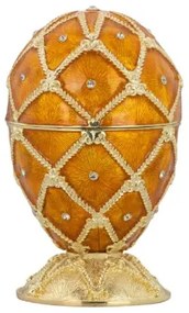 Smaltovaná šperkovnice bonboniéra Fabergého vejce 15 cm oranžová