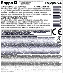 RAPPA Auto černé se zvukem a světlem / Setrvačník / Otevírací dveře a