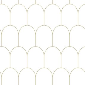 Bílá vliesová tapeta, geometrický obloukový vzor 139139, Art Deco, Esta