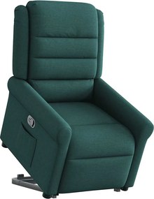 Zvedací polohovací křeslo tmavě zelené textil 3303320