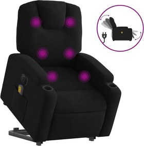 Elektrické zvedací masážní polohovací křeslo černé textil 3204406