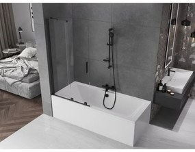 Mexen Velar, 2-křídlová posuvná vanová zástěna 95 x 150 cm, 8mm čiré sklo, černá matná, 896-095-000-01-70