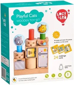 Lucy  Leo Hravé kočky dřevěná skládačka s předlohami / od 3 let