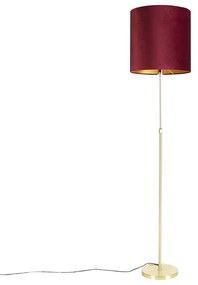 Stojací lampa zlatá / mosazná s odstínem červeného sametu 40/40 cm - Parte