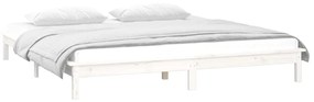 Rám postele s LED světlem bílý 200 x 200 cm masivní dřevo