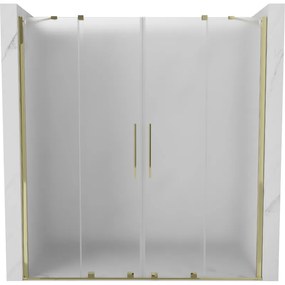 Mexen Velar Duo, posuvné sprchové dveře do otvoru 170 cm, 8mm sklo námraza, zlatá lesklá, 871-170-000-32-50