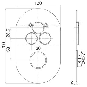 Mereo sprchová souprava podomítková baterie 3 cestná hlavová sprcha oválný kryt chrom CB60157TB3