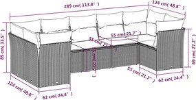 7dílná zahradní sedací souprava s poduškami černá polyratan 3218116