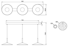 Globo 15635S-3 - LED Lustr na lanku LAMPONE LED/24W/230V 4000K černá