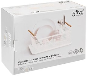 JJA Odkapávač na nádobí, bílý, dřevěná madla, MAISON ESCUR
