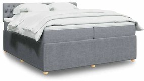 Box spring postel s matrací světle šedá 200 x 200 cm textil 3287570