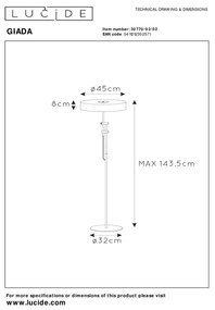 Lucide 30770/02/02 stojací lampa Giada matně zlatá, 2xE27, 143,5cm