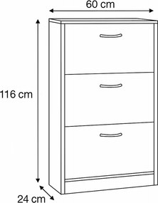 Výklopný botník se 3 přihrádkami COMPACT White, bílá, 3 patra
