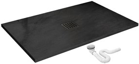 Rea BLACK ROCK- Akrylátová sprchová vanička 80 x 120 x 3,5 cm + sifon, černá, REA-K4579