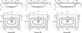 Ravak Chrome 700 umyvadlo 70 x 49 cm s otvory bílá XJG01170000