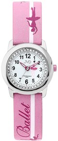 Dívčí dětské růžové hodinky JVD J7166.3 s baletkou na řemínku - 5ATM