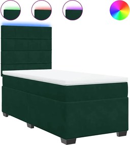 Box spring postel s matrací tmavě zelená 100x200 cm samet 3293137