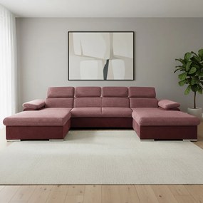 Sedací souprava COOL III | 191x350x191 cm | rozkládací + 2x úložný prostor | růžovo-vínová 17/26