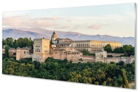 Obraz na skle Španělsko Castle horský les 100x50 cm