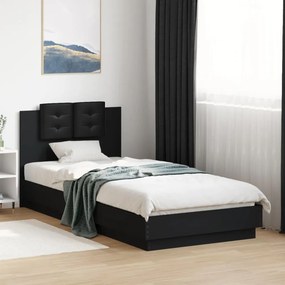 Rám postele s čelem černý 90 x 200 cm kompozitní dřevo 3209941