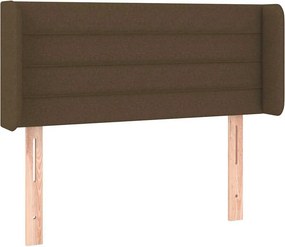 Čelo postele s LED tmavě hnědé 83 x 16 x 78/88 cm textil 3123353