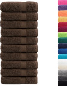 Prémiové ručníky do sprchy SOLUND 10 ks hnědé 70x140 cm 600 g/m² 137238