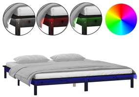 Rám postele s LED světlem černý 200 x 200 cm masivní dřevo