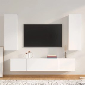 4dílný set TV skříněk bílý kompozitní dřevo 3114198
