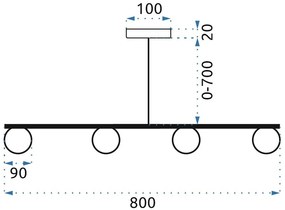 Toolight, Závěsná lampa Zlaté skleněné koule 4ks APP675-4CP, OSW-06200