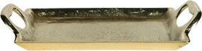 Zlatý kovový servírovací podnos s uchy Tray Raw M - 25*13*5cm