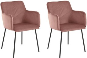 Danish style Jídelní židle Jonna (SADA 2 ks), samet, růžová