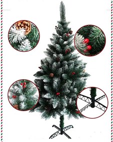 Umělý vánoční stromek, jedle se šiškami a bobulemi, 210cm