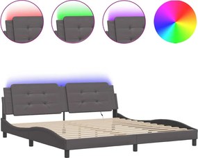 Rám postele s LED bez matrace Zadar šedý 200 x 200 cm 3214134