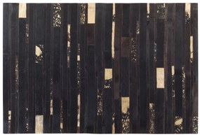 Hnědozlatý patchwork koberec z hovězí kůže 140x200 cm ARTVIN Beliani