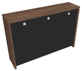 Střední šatní skříň Verno 188 x 46 x 130 cm, skleněné dveře, ořech / černá