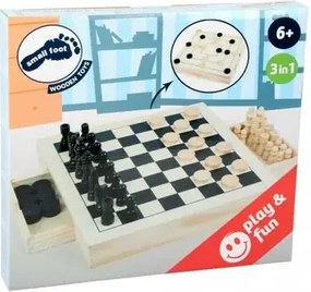 Small Foot Dřevěné kompaktní šachy 3v1 / od 6 let