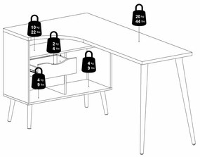 Tvilum Rohový psací stůl OSLO se 2 zásuvkami a deskou v dekoru dub