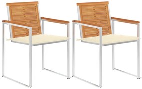 Zahradní židle s poduškami 2 ks masivní akáciové dřevo a ocel 3061490