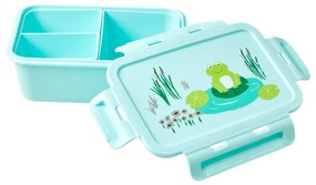 rice Svačinový box s přihrádkami Frog, modrá barva, plast