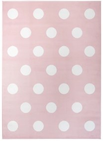 Chemex Dětský koberec bílé puntíky 300x200cm růžový