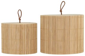 IB Laursen Sada 2 kulatých krabic s bambusovým víkem