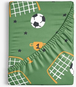 Goldea dětské bavlněné napínací prostěradlo - fotbalový svět 80 x 200 cm