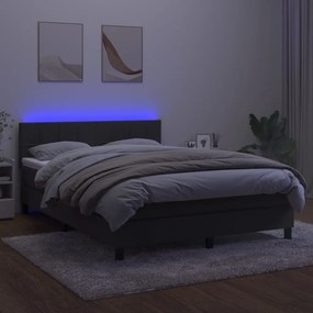 Box spring postel s matrací a LED tmavě šedá 140x190 cm samet 3134400