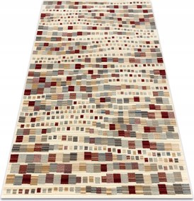 Koberec Vlněný Kilim 120x160 Čtverce Geometrický béžový/šedý #MO461