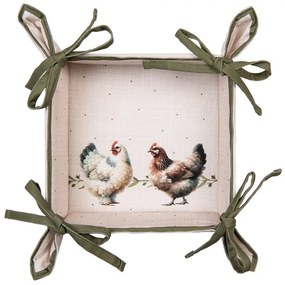 Béžový košík na pečivo se slepičkami Barnyard Chicken - 35*35*8 cm