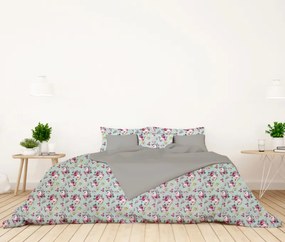 Ervi bavlněné povlečení oboustranné - Růžičky na šedém/šedé