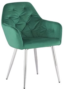 Zelená sametová jídelní židle 84cm